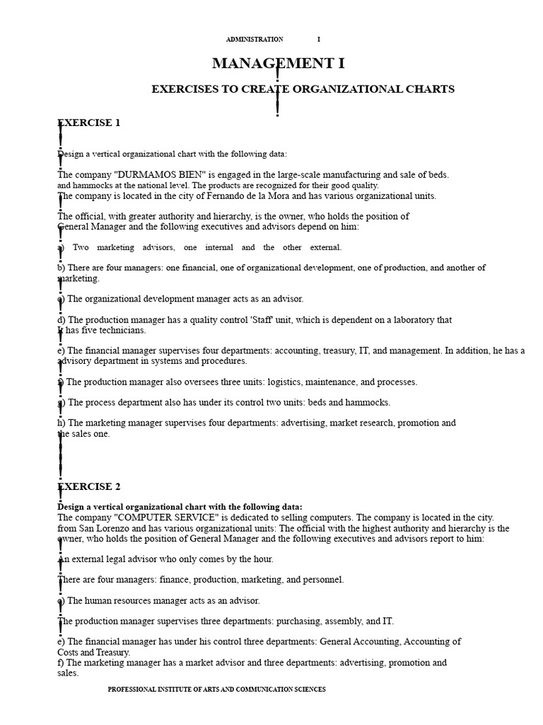 Organizational Chart Exercises for Companies | PDF | Sales | Marketing