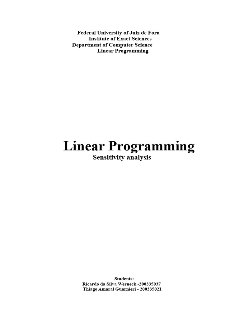 Linear Programming 2 | PDF | Sensitivity Analysis | Linear Programming
