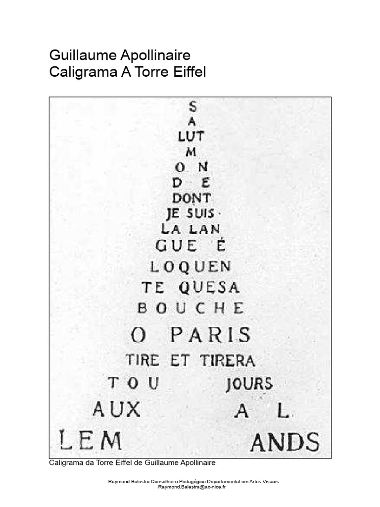 Caligrama da Torre Eiffel de Apollinaire | PDF