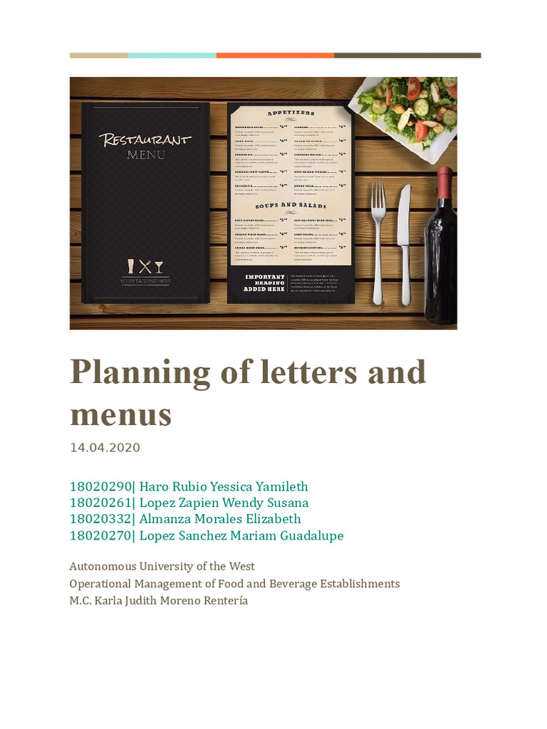 Types of Menu | PDF | Menu | Foods