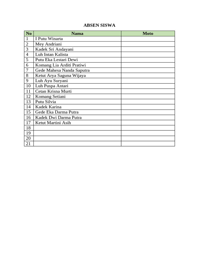Absen Siswa | PDF