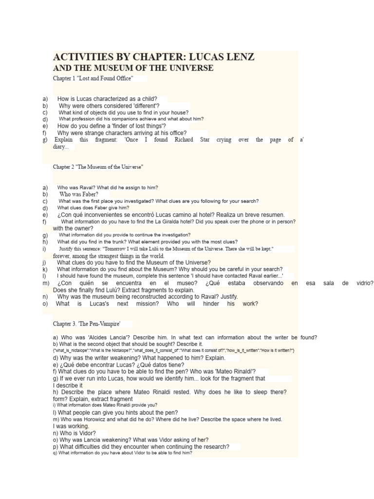 Lucas Lenz: Universe Museum Activities | PDF