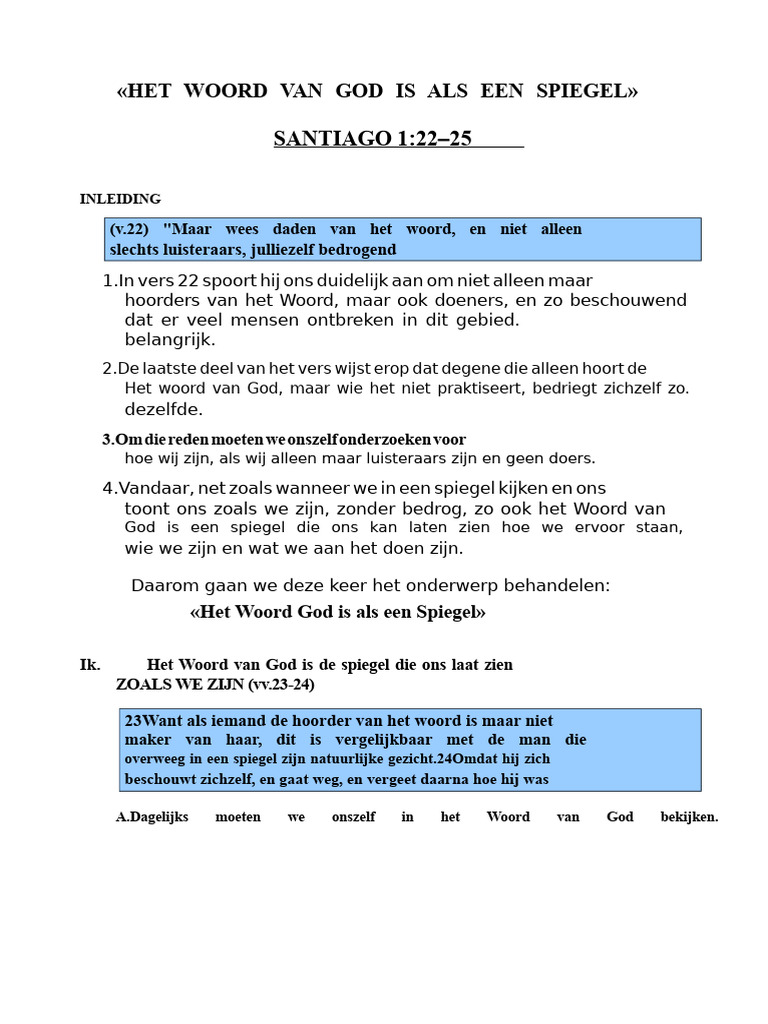 Het Woord Van God Is Als Een Spiegel | PDF