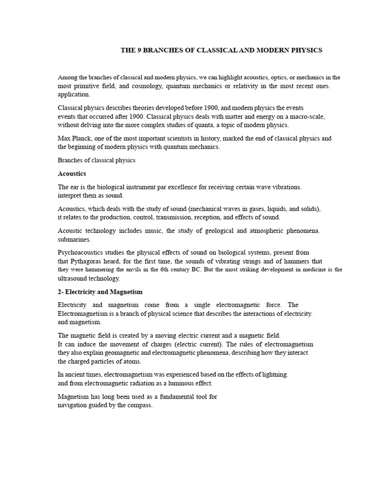 Branches of Classical and Modern Physics | PDF | Theory Of Relativity ...