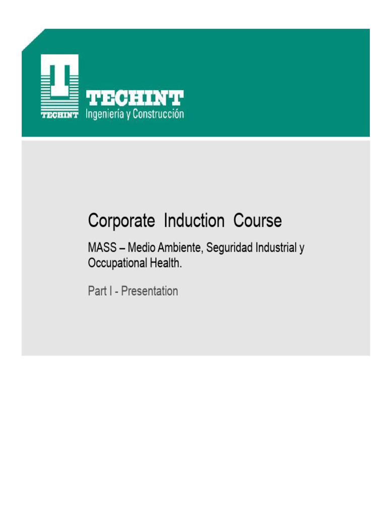 Corporate Induction Course Part I Presentation | PDF | Occupational ...