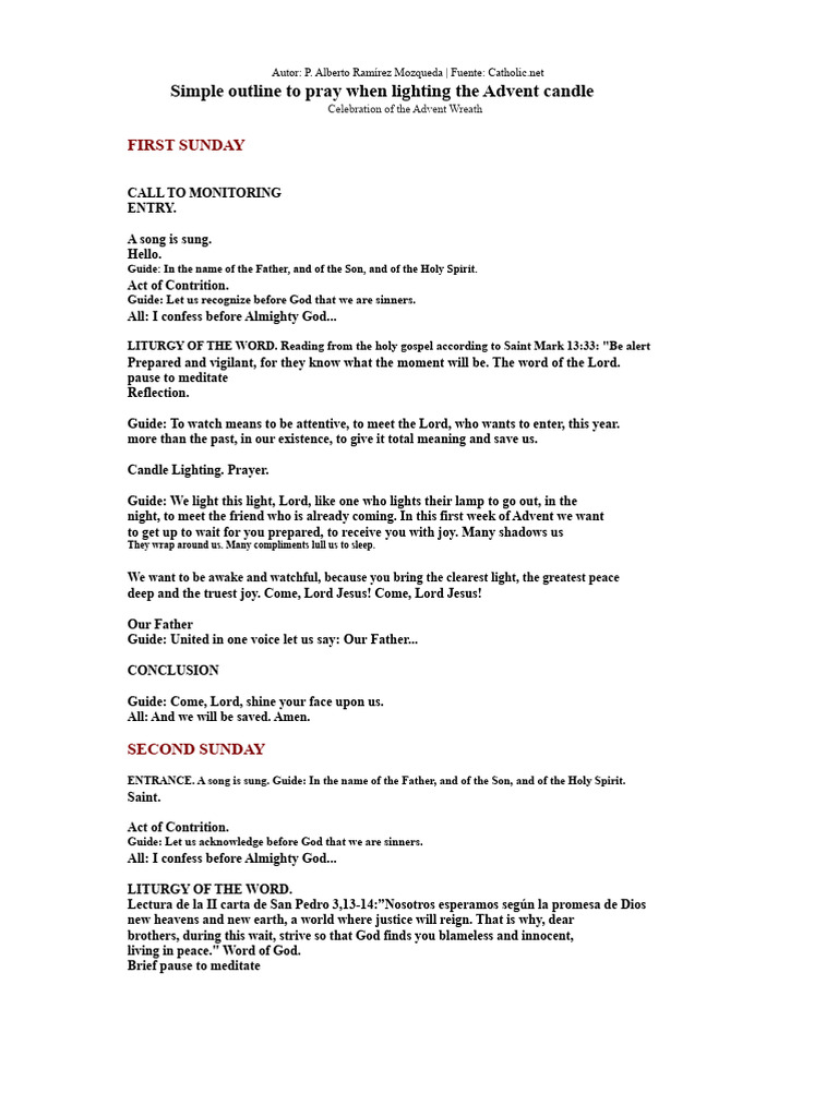 Simple Outline For Praying When Lighting The Advent Candle | PDF | Lord ...