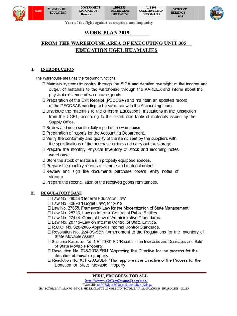 Warehouse Work Plan UE 305 | PDF | Warehouse | Inventory
