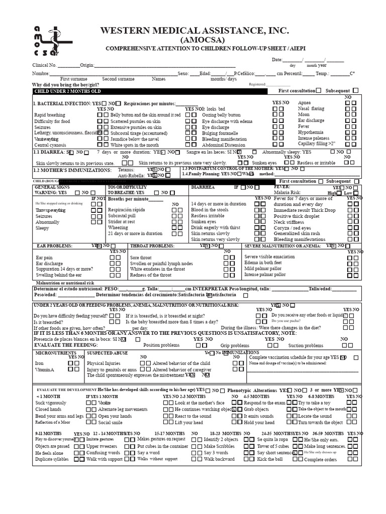 Child Health Follow-Up Sheet AIEPI | PDF | Anemia | Edema
