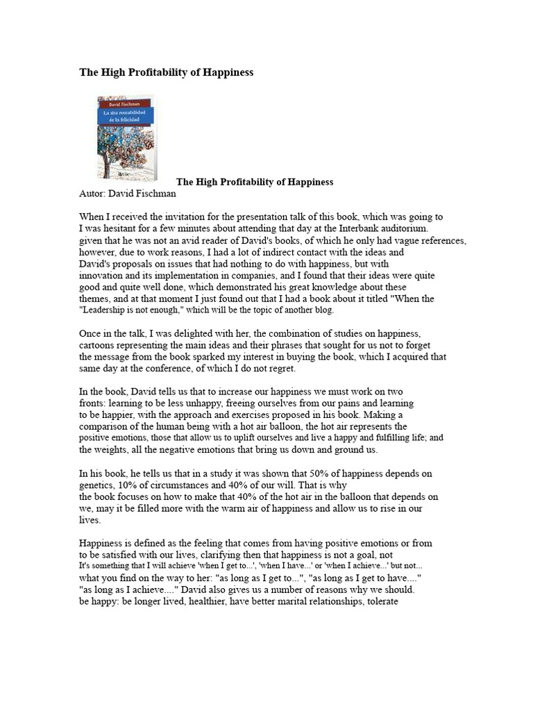 The High Return On Happiness | PDF | Happiness | Psychological Concepts