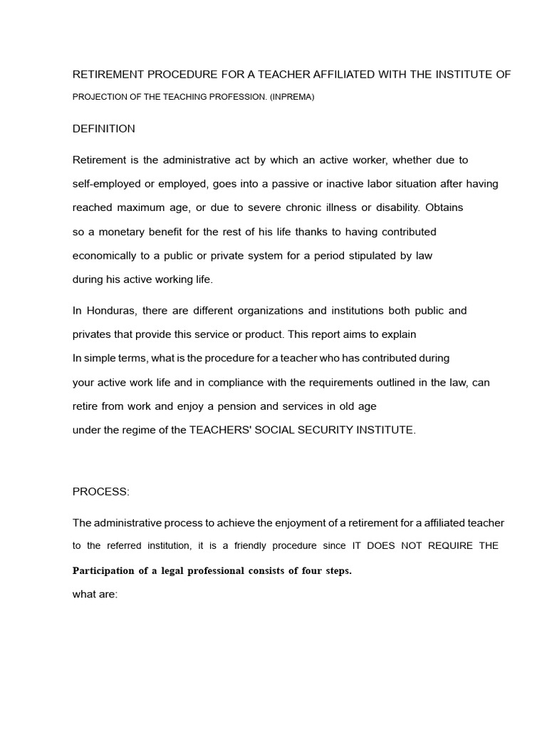 Final Retirement Process | PDF | Teachers | Retirement