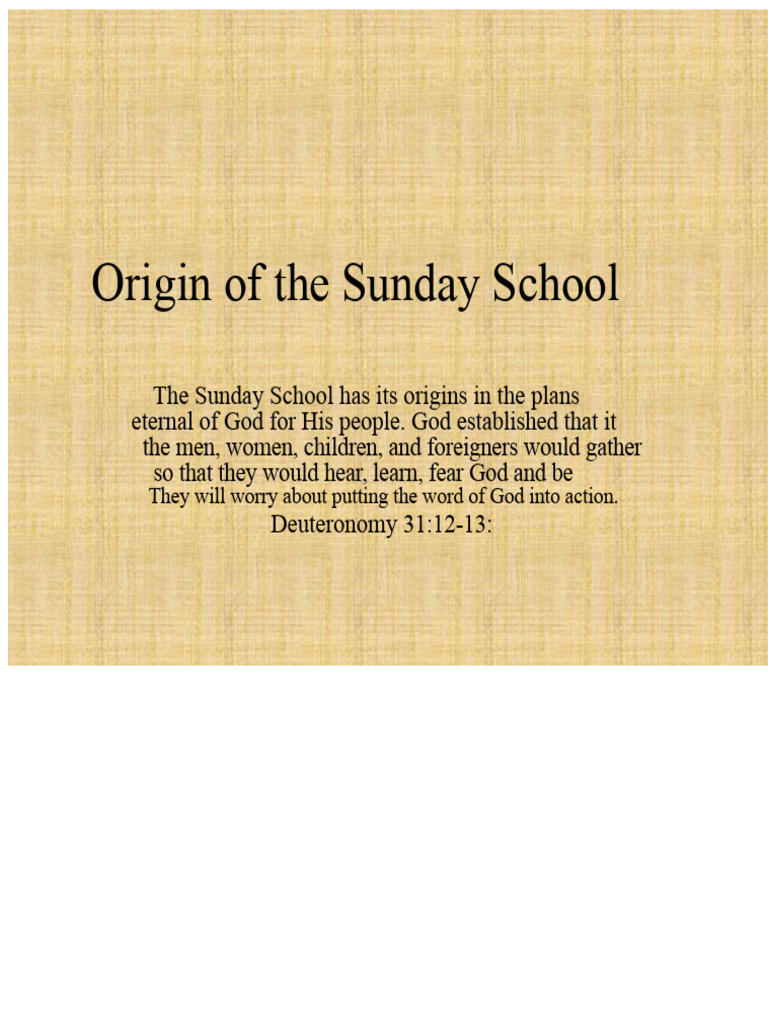 History and Origins of Sunday School | PDF | Sunday School | Gospel Of ...