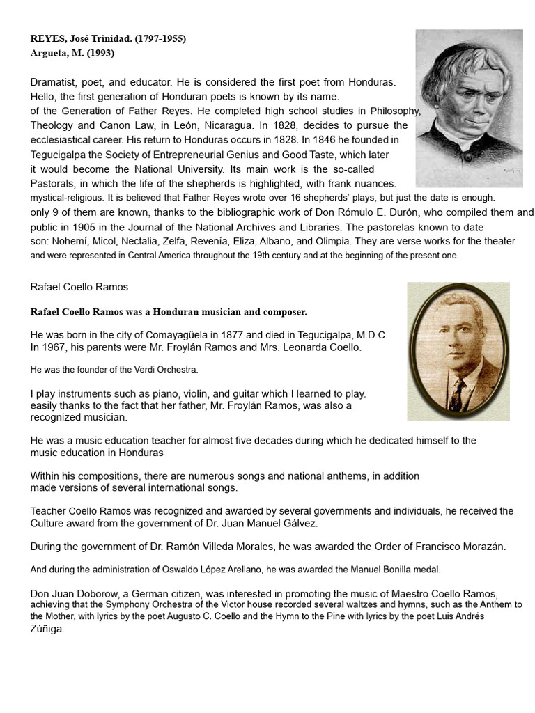 Notable Honduran Poets and Composers | PDF | Musicology