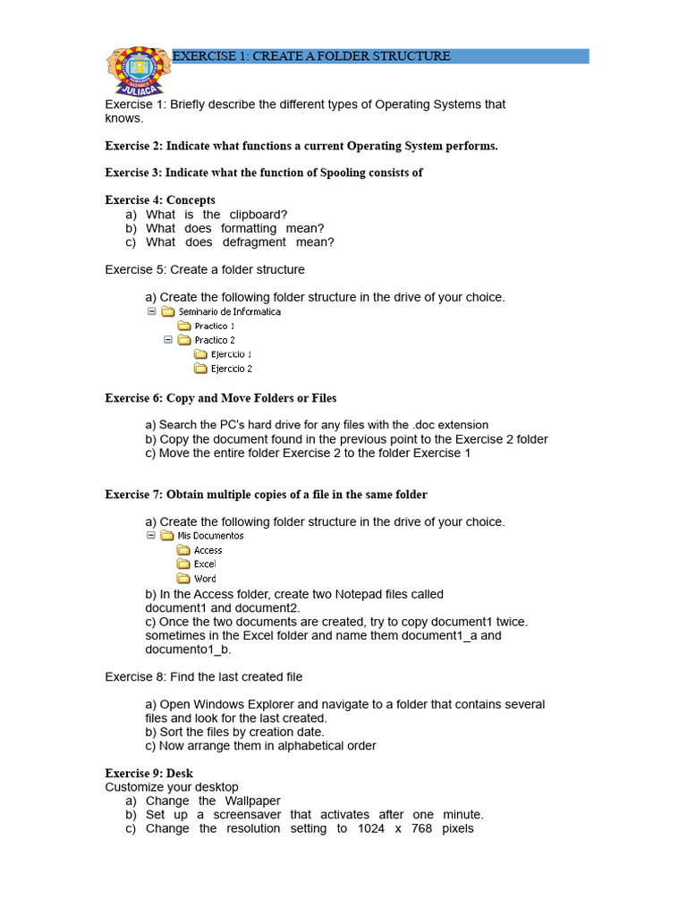 File and Folder Management and Administration Exercises | PDF ...