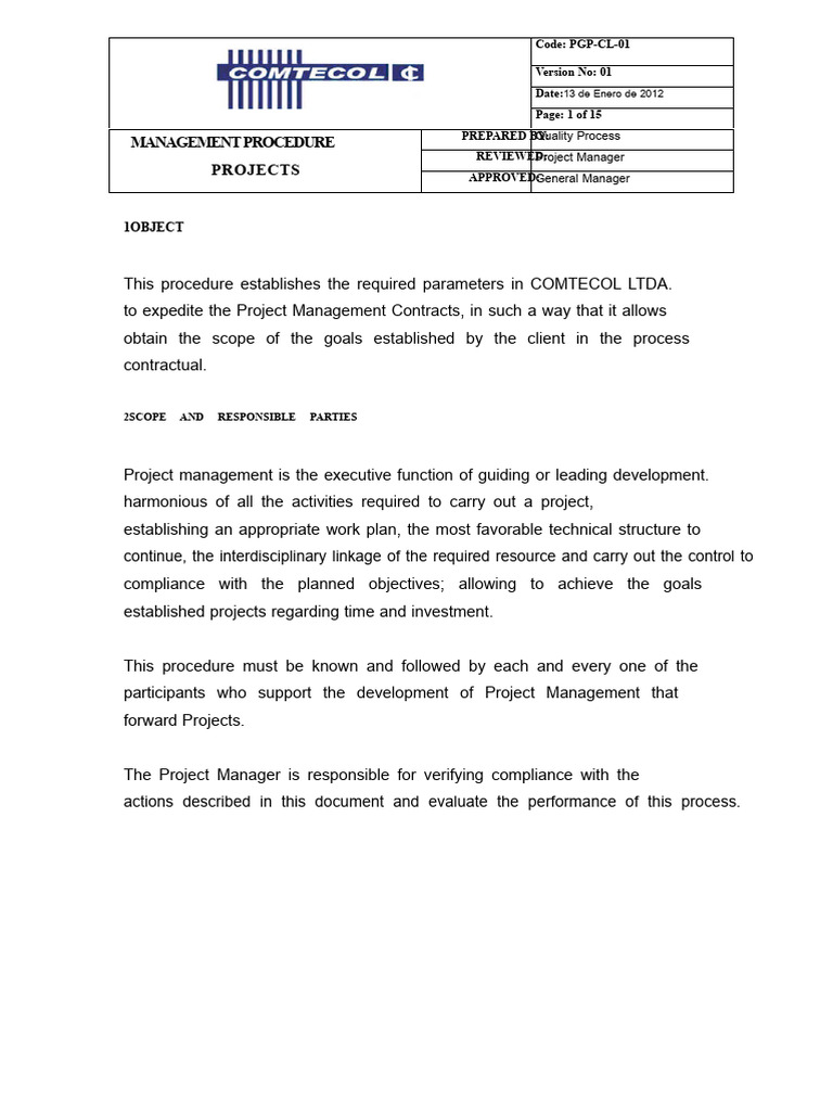 Project Management Procedure PDF | PDF | Project Management ...