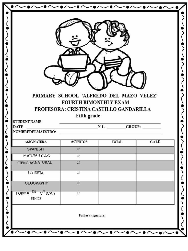 Fifth Grade Bimonthly Exam Guide | PDF | Mexico | Ear