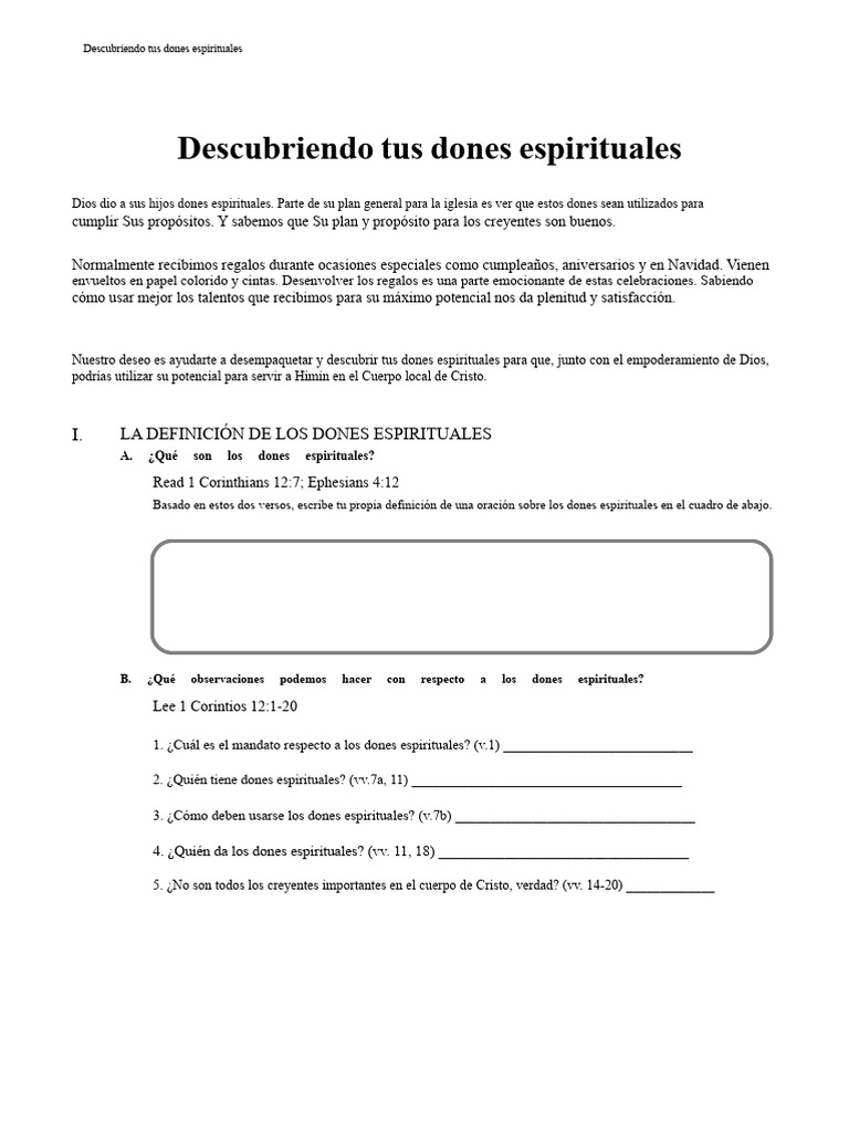 Descubriendo Tus Dones Espirituales TSW | PDF | Don espiritual ...