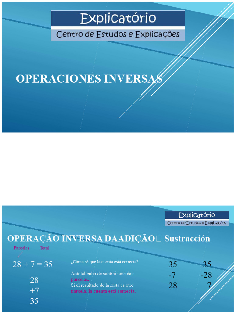 Operaciones Inversas | PDF | División (Matemáticas) | Aritmética