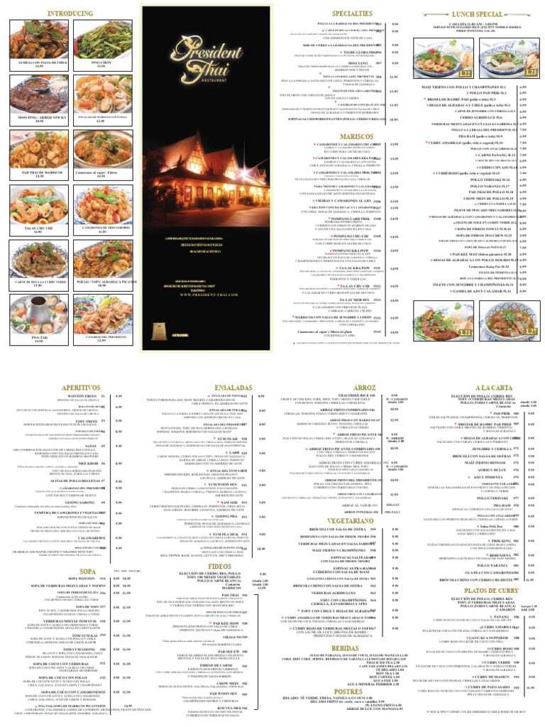 Menú Del Presidente Tailandés | PDF | ensalada | Curry
