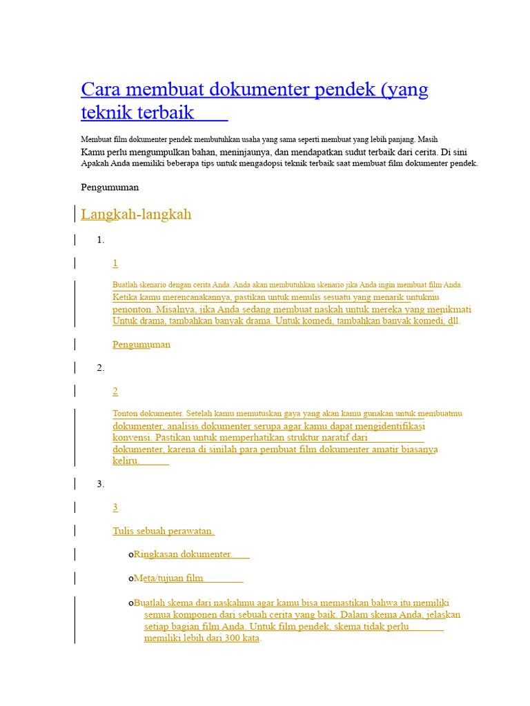 Teknik Membuat Dokumenter Pendek Efektif | PDF