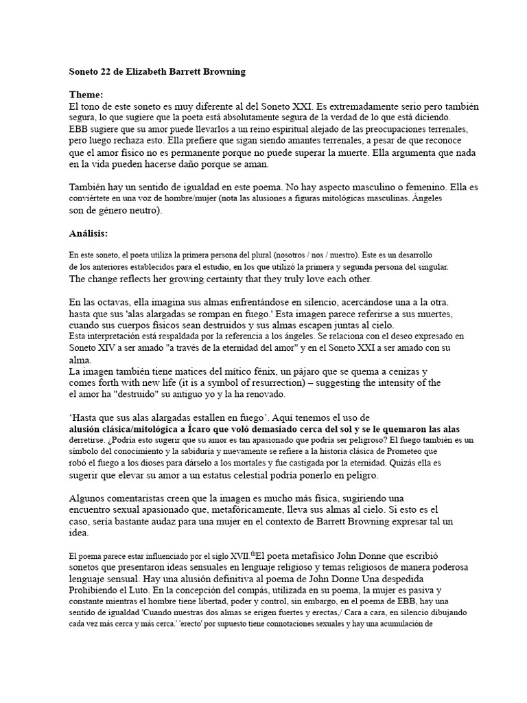 Soneto 22 de Elizabeth Barrett Browning | PDF | Amor
