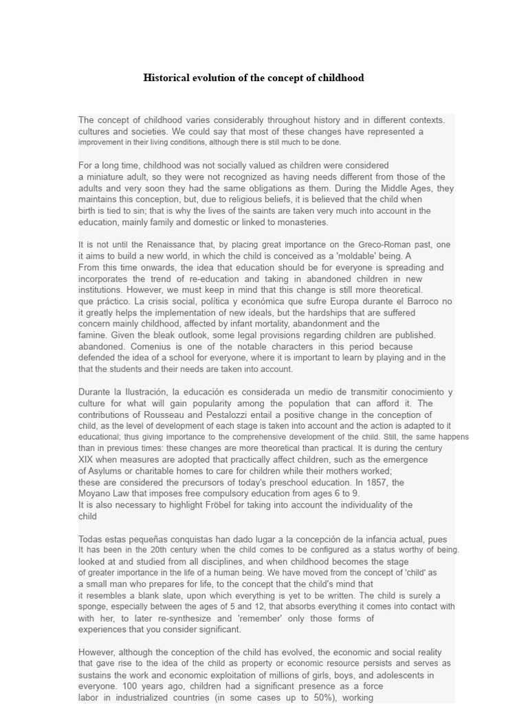Evolution of Childhood Concept Over Time | PDF | Children's Rights ...