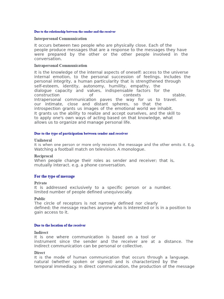 Communication - For The Relationship Between The Sender and The ...