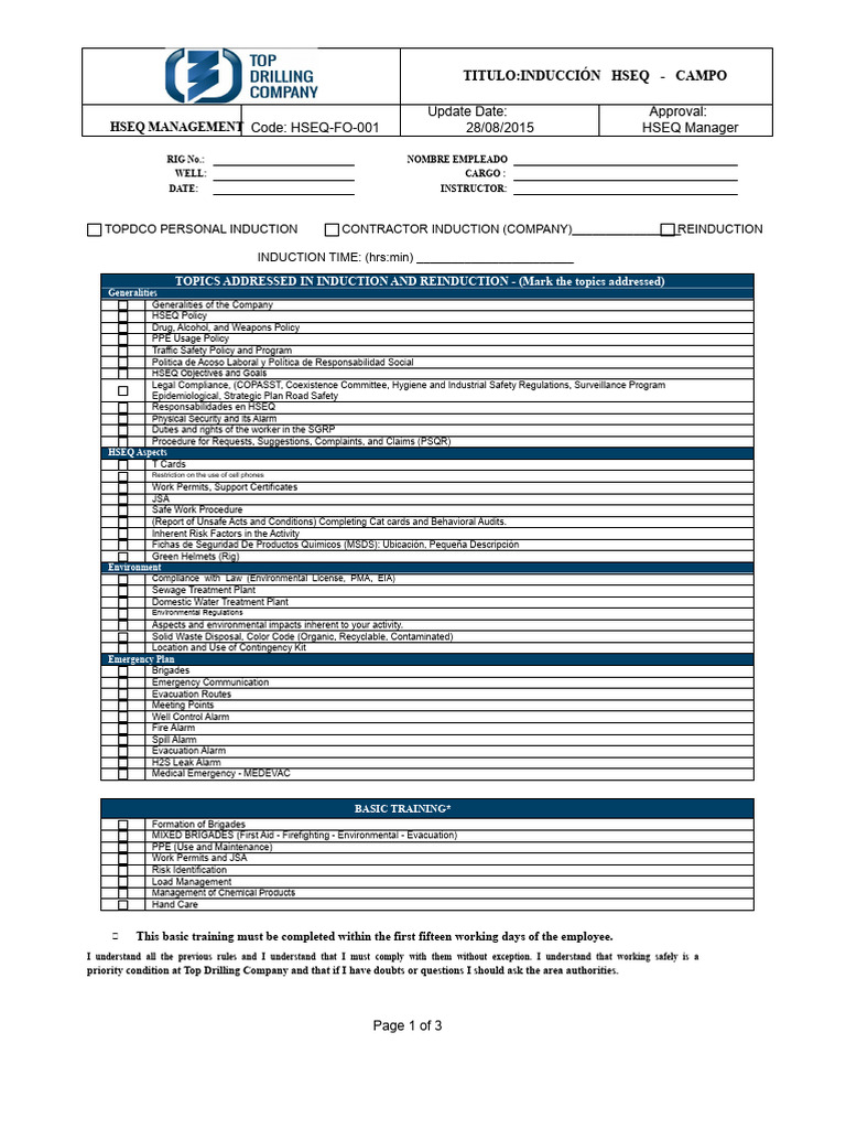 Hseq Induction Training Overview Pdf Safety Personal Protective