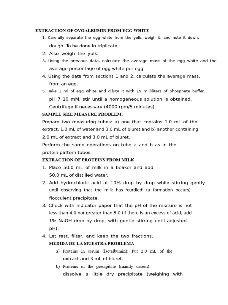 Extraction of Ovalbumin From Egg White | PDF | Buffer Solution | Dna