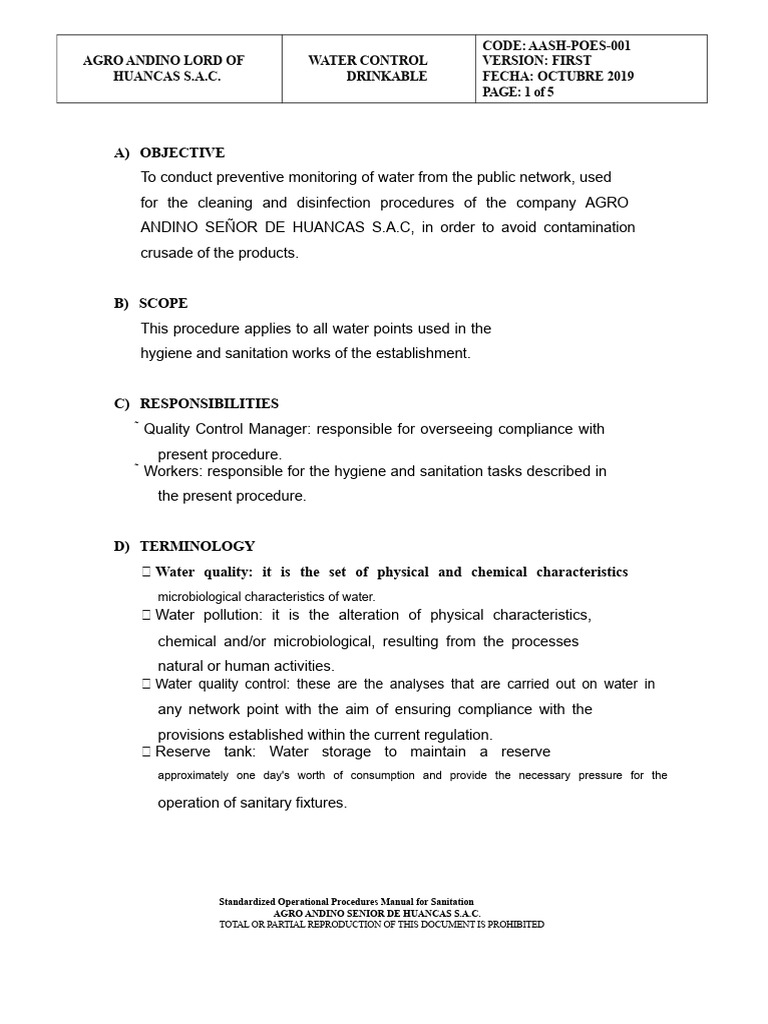 Water Quality Control Procedures Guide | PDF | Drinking Water | Water