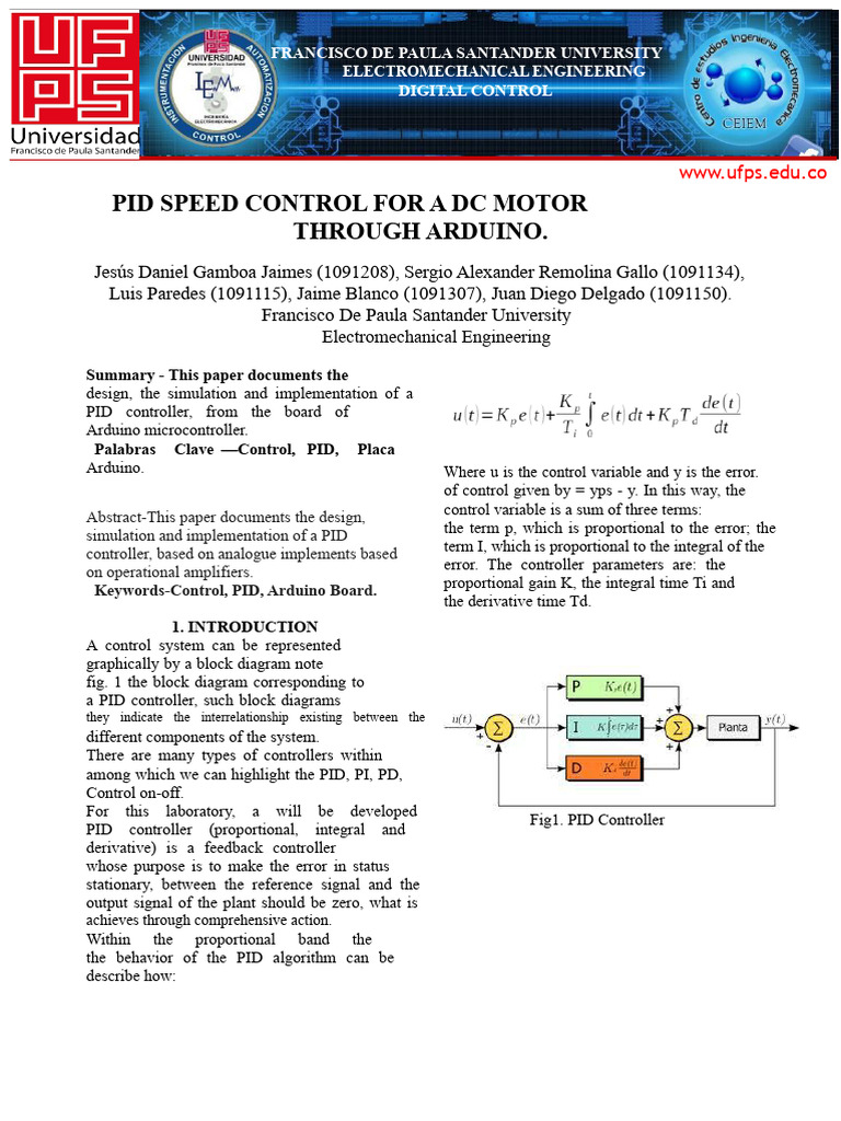 PID Control of The Speed of A DC Motor | PDF | Control Theory | Mechanics