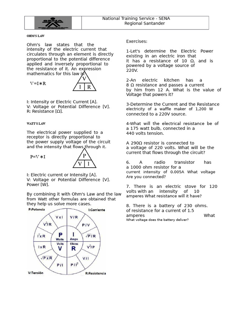 Watt Law Workshop | PDF | Voltage | Volt