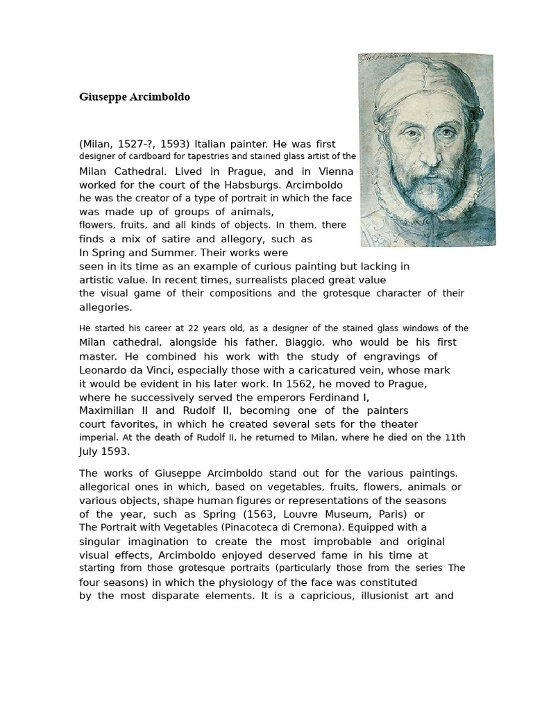 Giuseppe Arcimboldo: Master of Grotesque Portraits | PDF