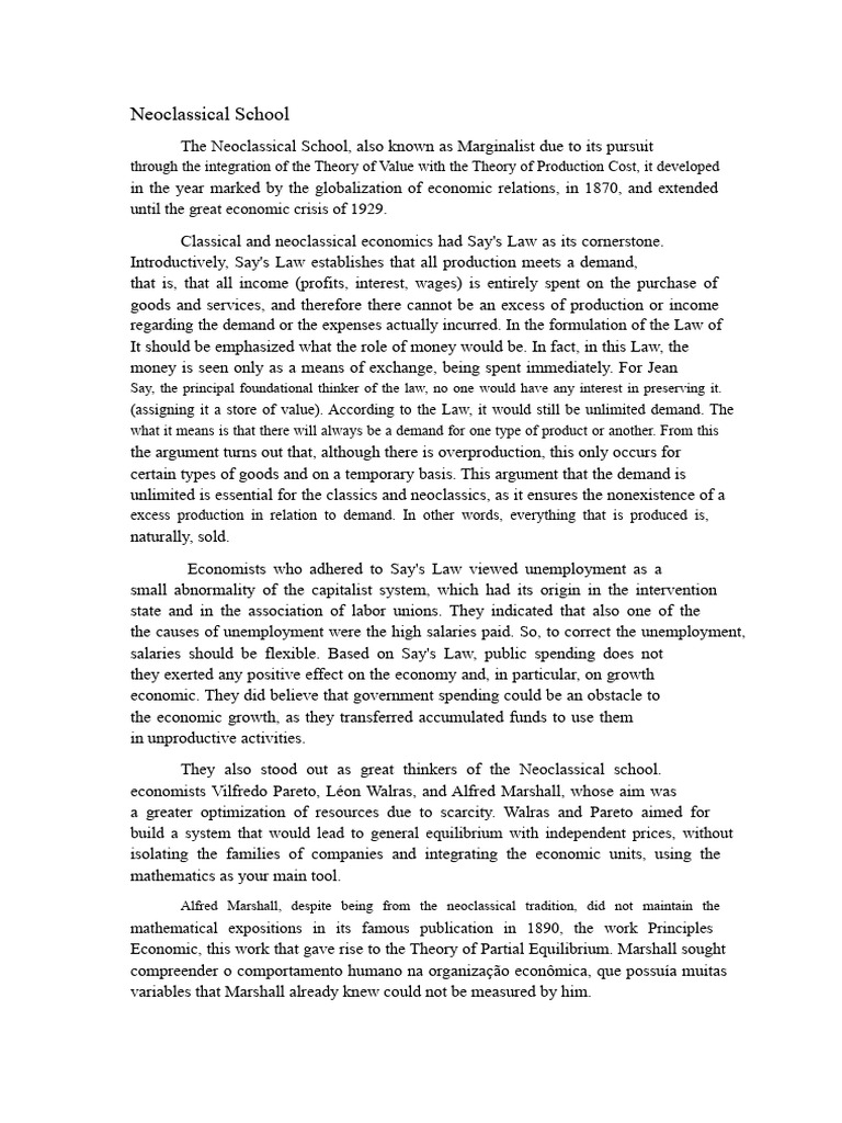 Neoclassical School | PDF | Neoclassical Economics | Economics