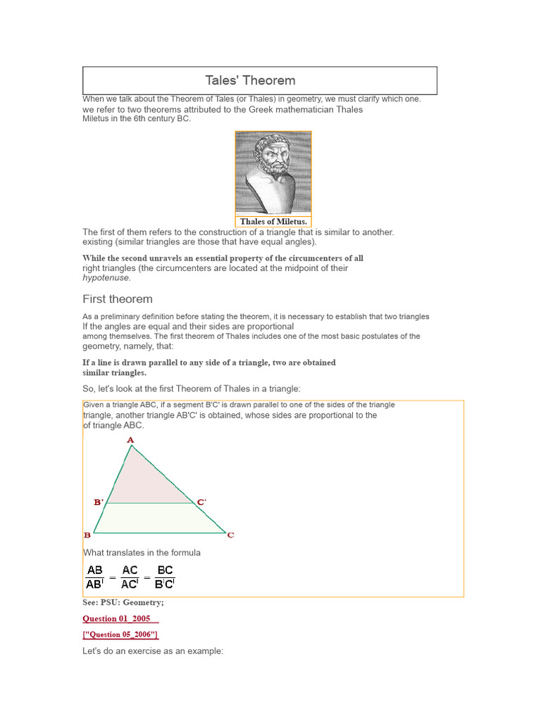 Thales' Theorem | PDF | Triangle | Euclidean Geometry