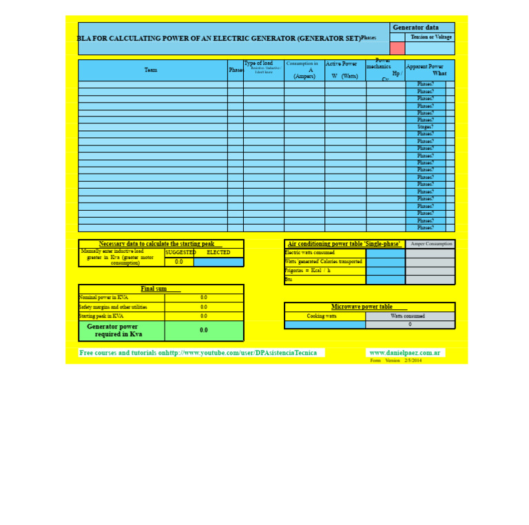 Electric Generator Power Calculation Guide | PDF | Electric Generator ...