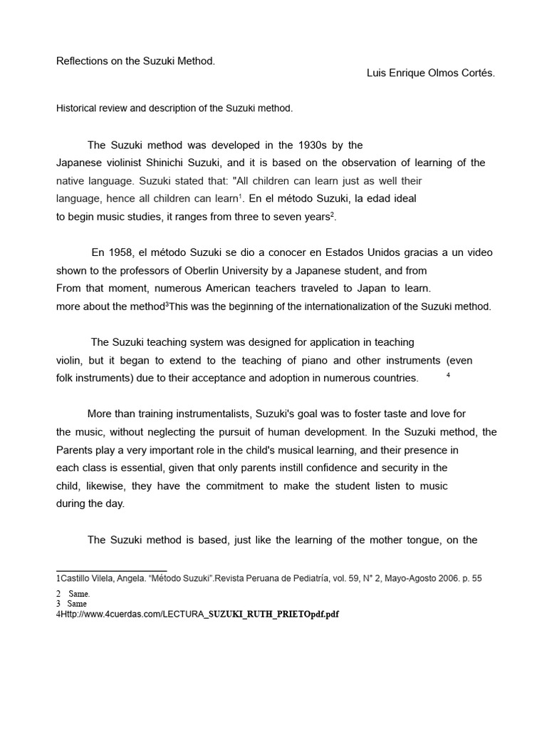 Overview of the Suzuki Method | PDF | Teachers | Learning