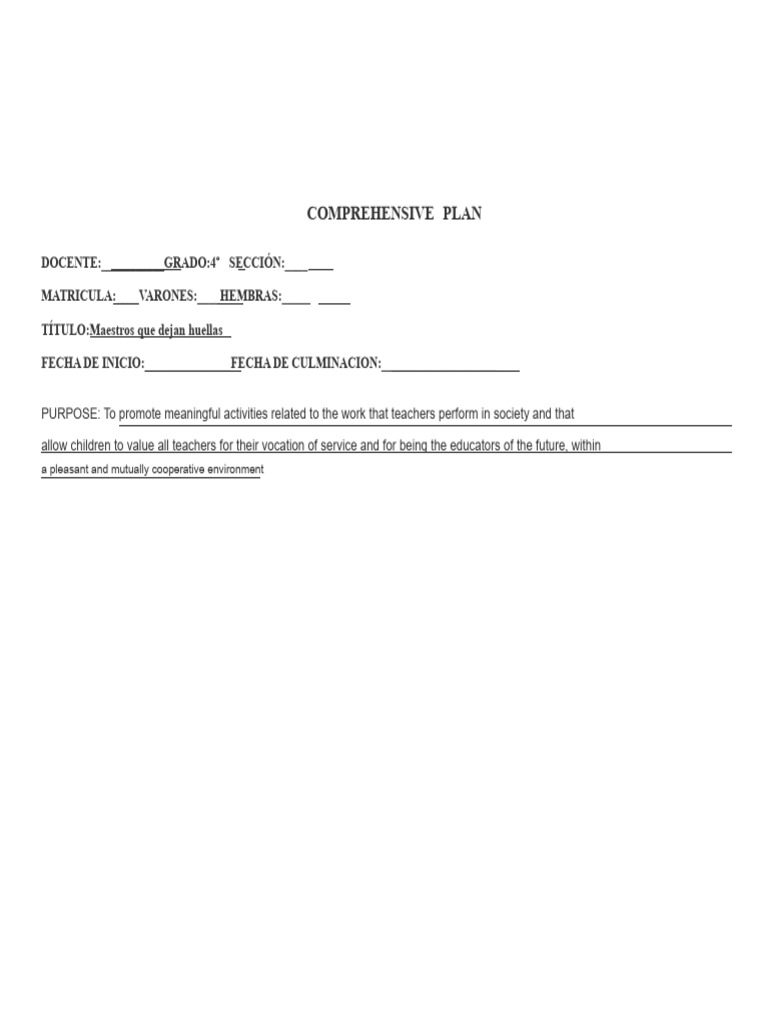 Comprehensive Plan Teacher's Day | PDF | Stress (Linguistics) | Human ...