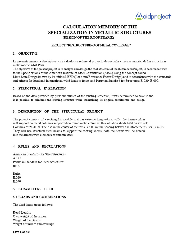 Calculation Memory Structures - Truss | PDF | Truss | Beam (Structure)