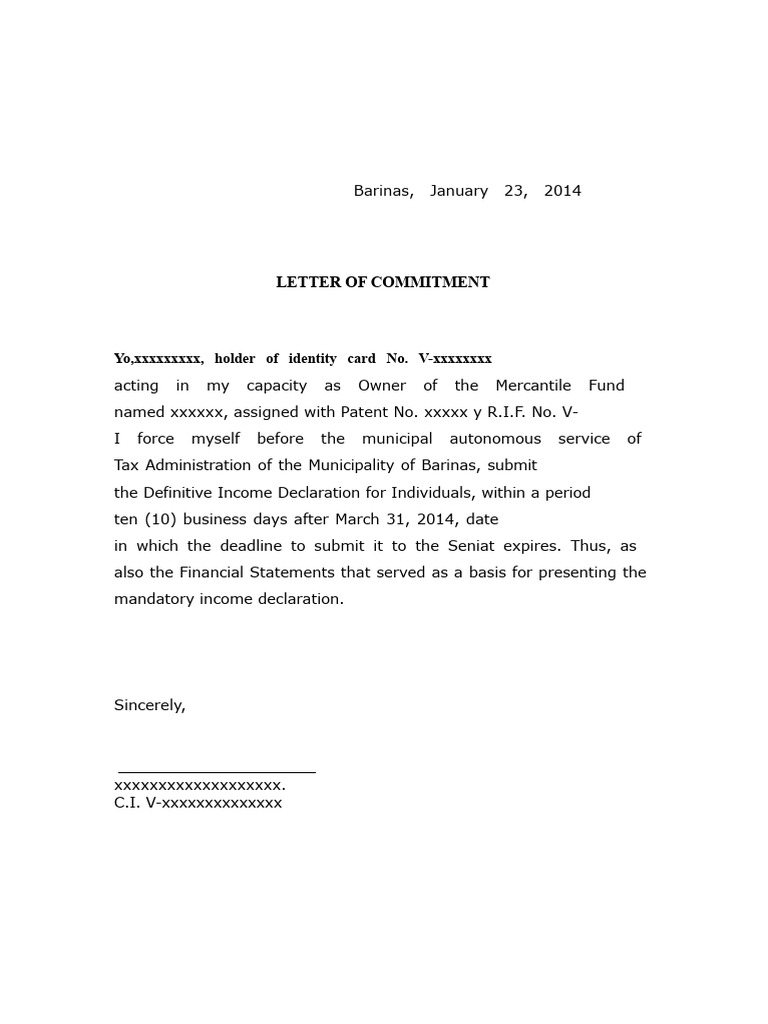 Commitment Letter For The SAMAT | PDF | Identity Document | Government
