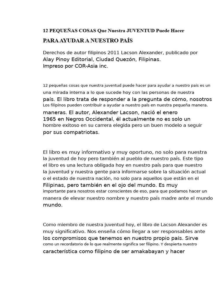 12 Pequeñas Cosas Que Nuestra Joventud Puede Hacer para Ayudar A ...