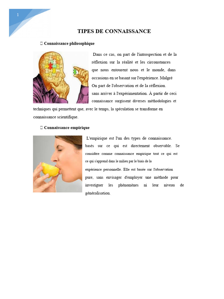 Types de connaissance expliqués | PDF | Empirisme | Science