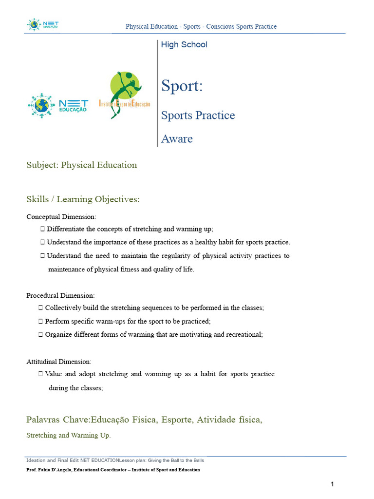 Conscious Sports Practice Lesson Plan | PDF | Procedural Knowledge ...