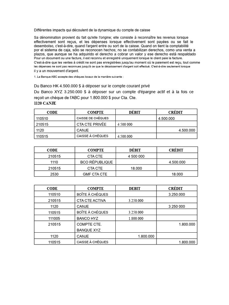 Impacts de la dynamique de caisse en comptabilité | PDF | Banques ...