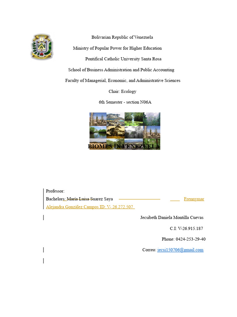 Biomes in Venezuela - Analysis | PDF | Forests | Temperate Climate