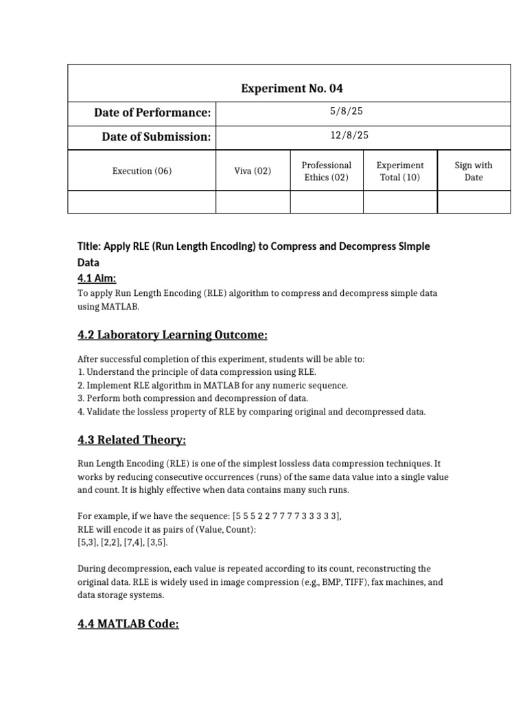 Syit1 33 CS Exp4 | PDF | Data Compression | Digital Television
