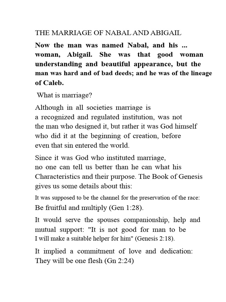 Understanding Nabal and Abigail's Marriage | PDF | David