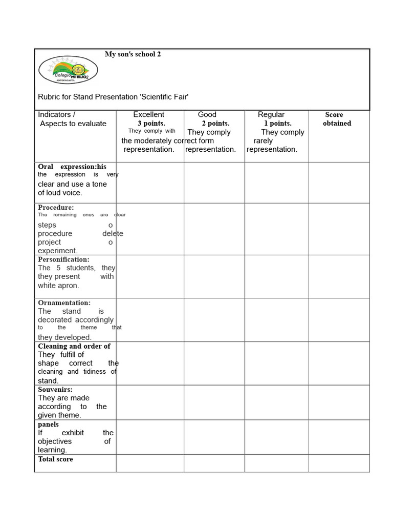 Rubric Stand Science Fair | PDF