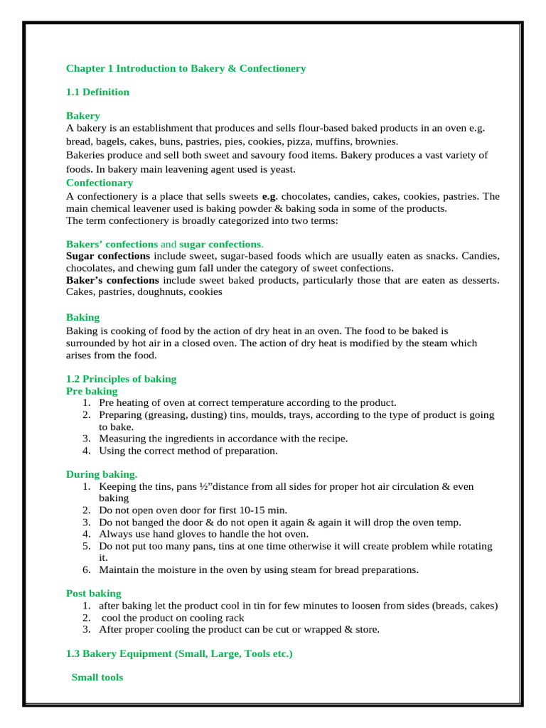 Chapter 1 Introduction to Bakery | PDF | Confectionery | Baking
