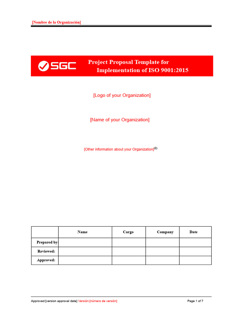 ISO 9001:2015 Project Proposal Template | PDF | Quality Management ...