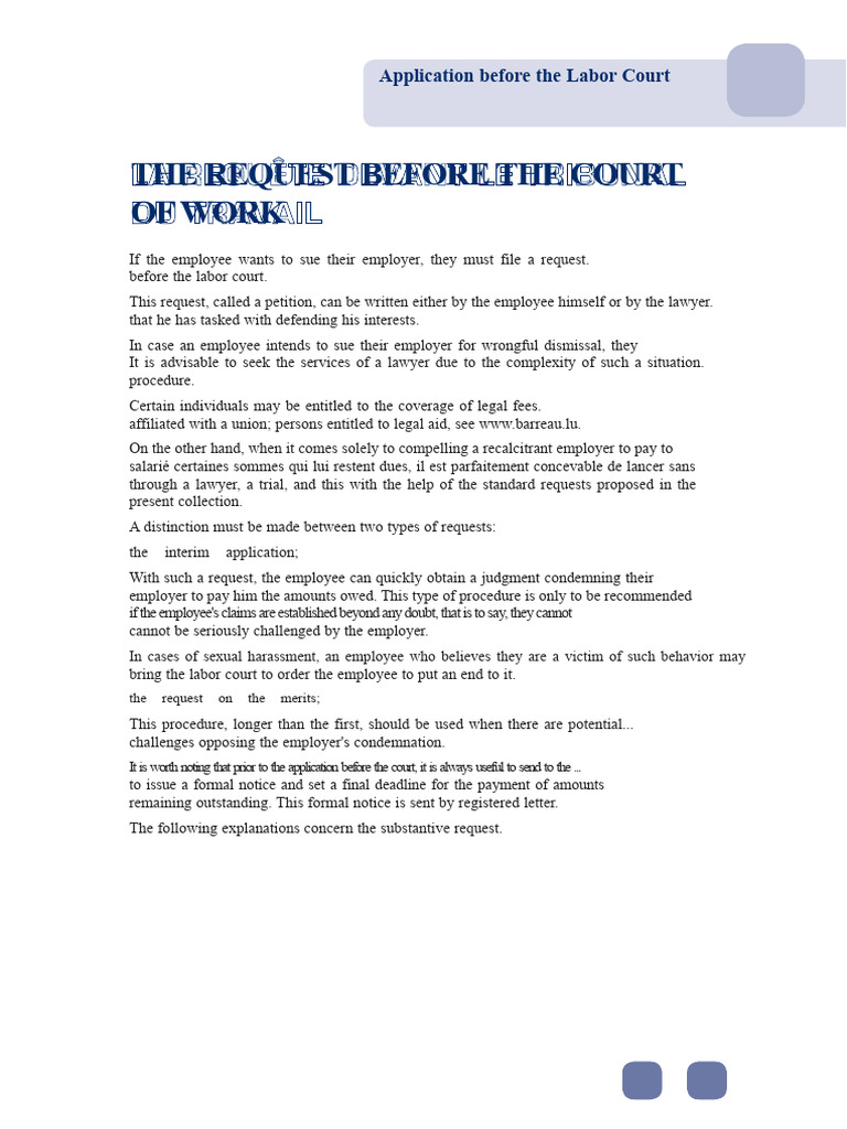 Application Before The Labor Court | PDF | Jurisdiction | Government